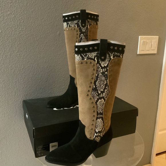 Coach | Shoes | Coach Payton Western Black Mushroom Block Heel Boots ...